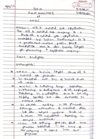 Swot analysis of ONGC | PDF