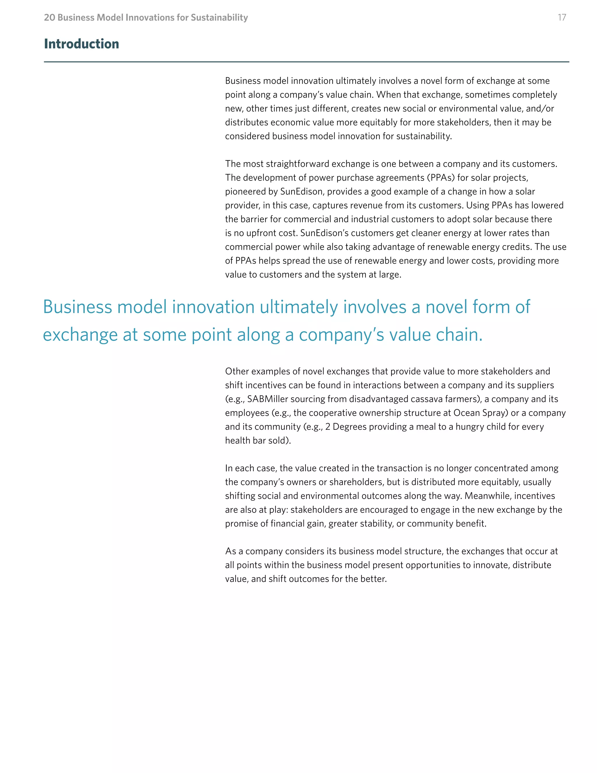20 Business Model Innovations for Sustainability | PDF