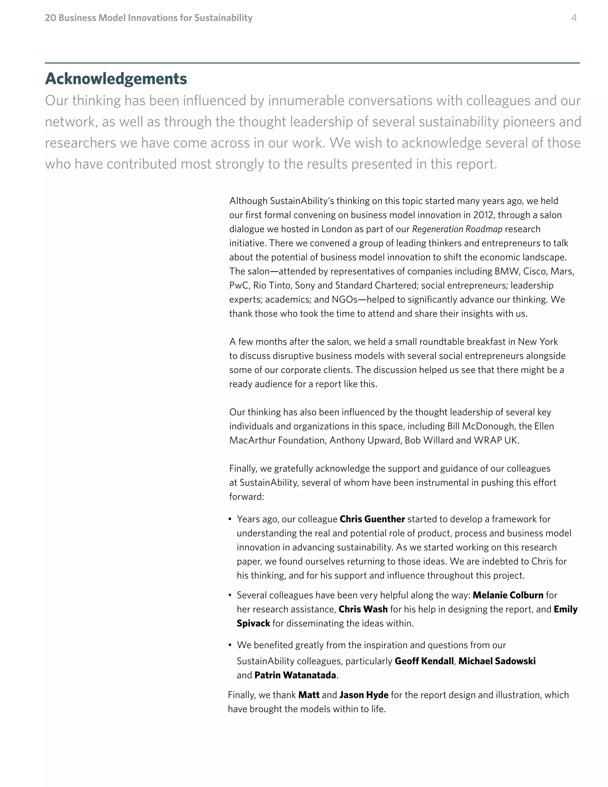 20 Business Model Innovations for Sustainability | PDF