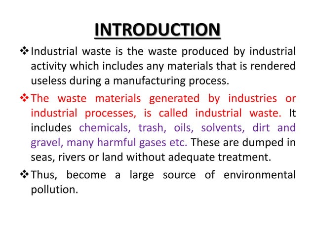 20CE501PE – INDUSTRIAL WASTE MANAGEMENT.ppt | Industrial Property ...