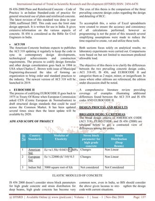 Comparision Of Design Codes Aci 318 11 Is 456 2000 And Eurocode Ii Pdf