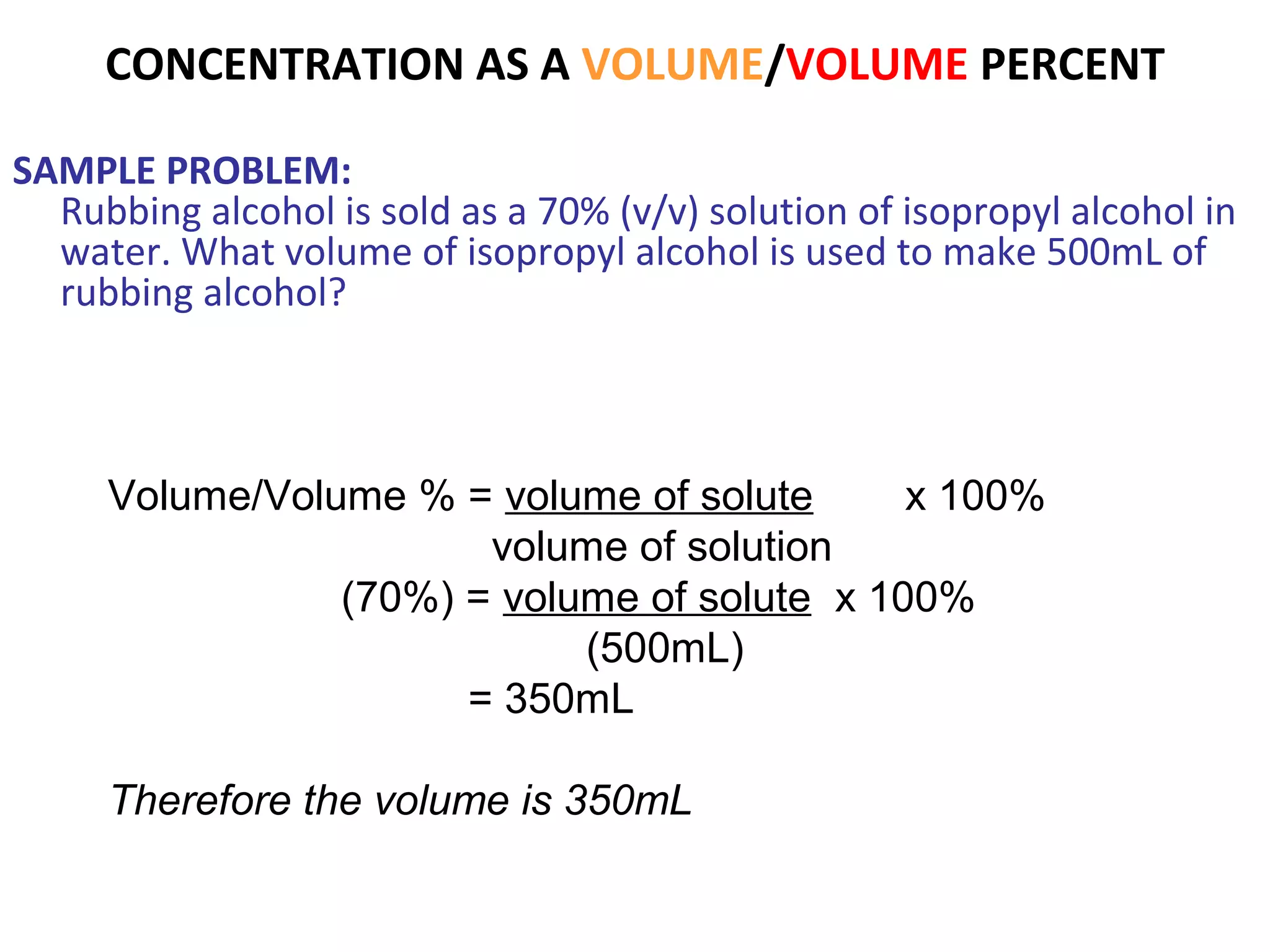 20 concentration of solutions | PPT | Chemistry | Science