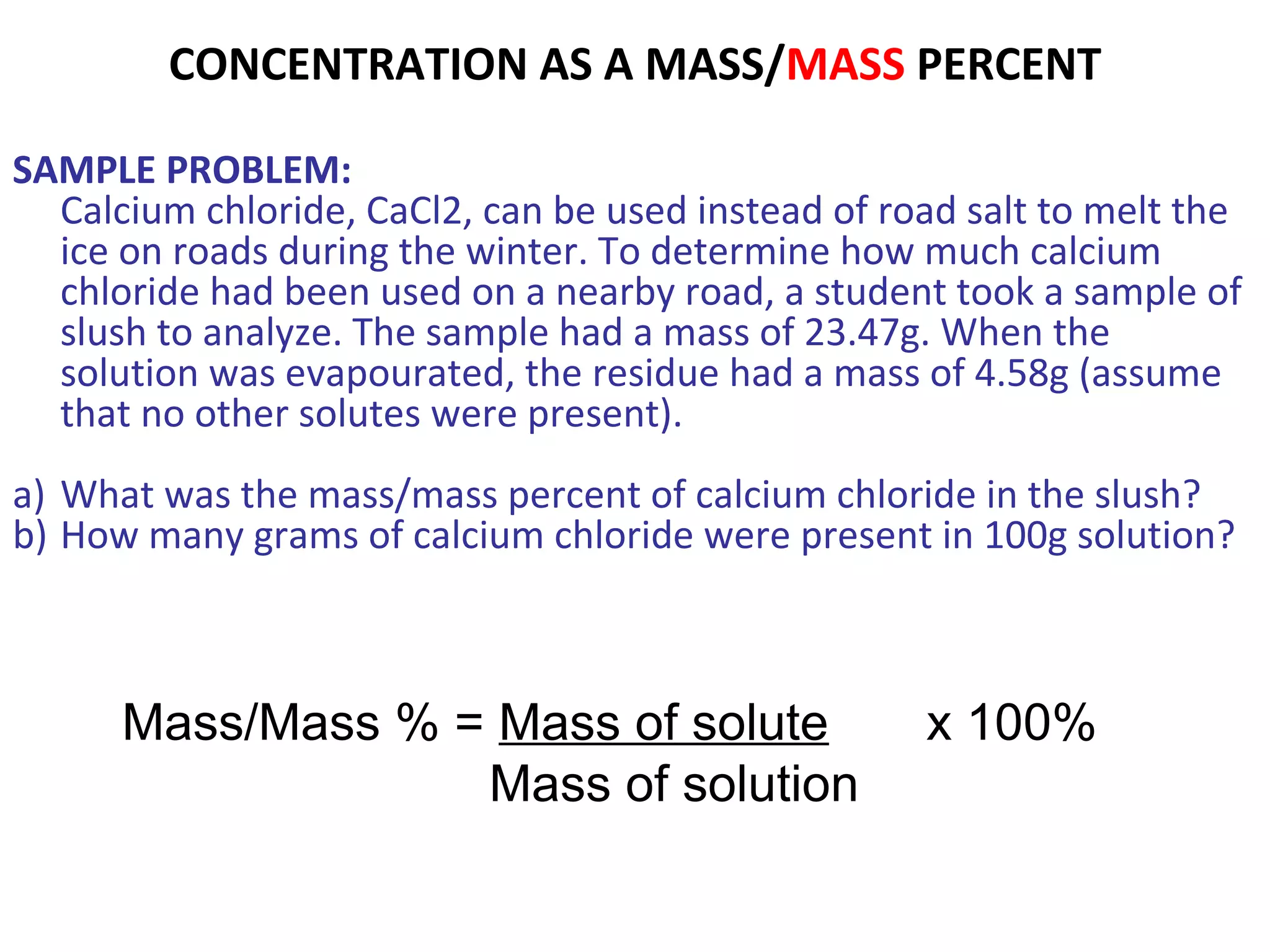 20 concentration of solutions | PPT | Chemistry | Science