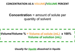 20 concentration of solutions | PPT | Chemistry | Science