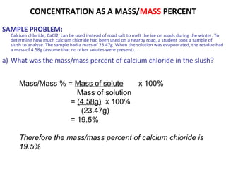 20 concentration of solutions | PPT | Chemistry | Science