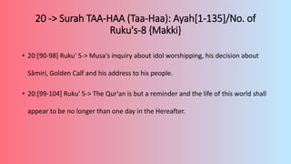 20 contents of surah ta ha | PPT