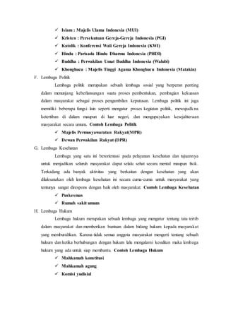20 contoh institusi sosial dalam kehidupan sehari hari | DOCX