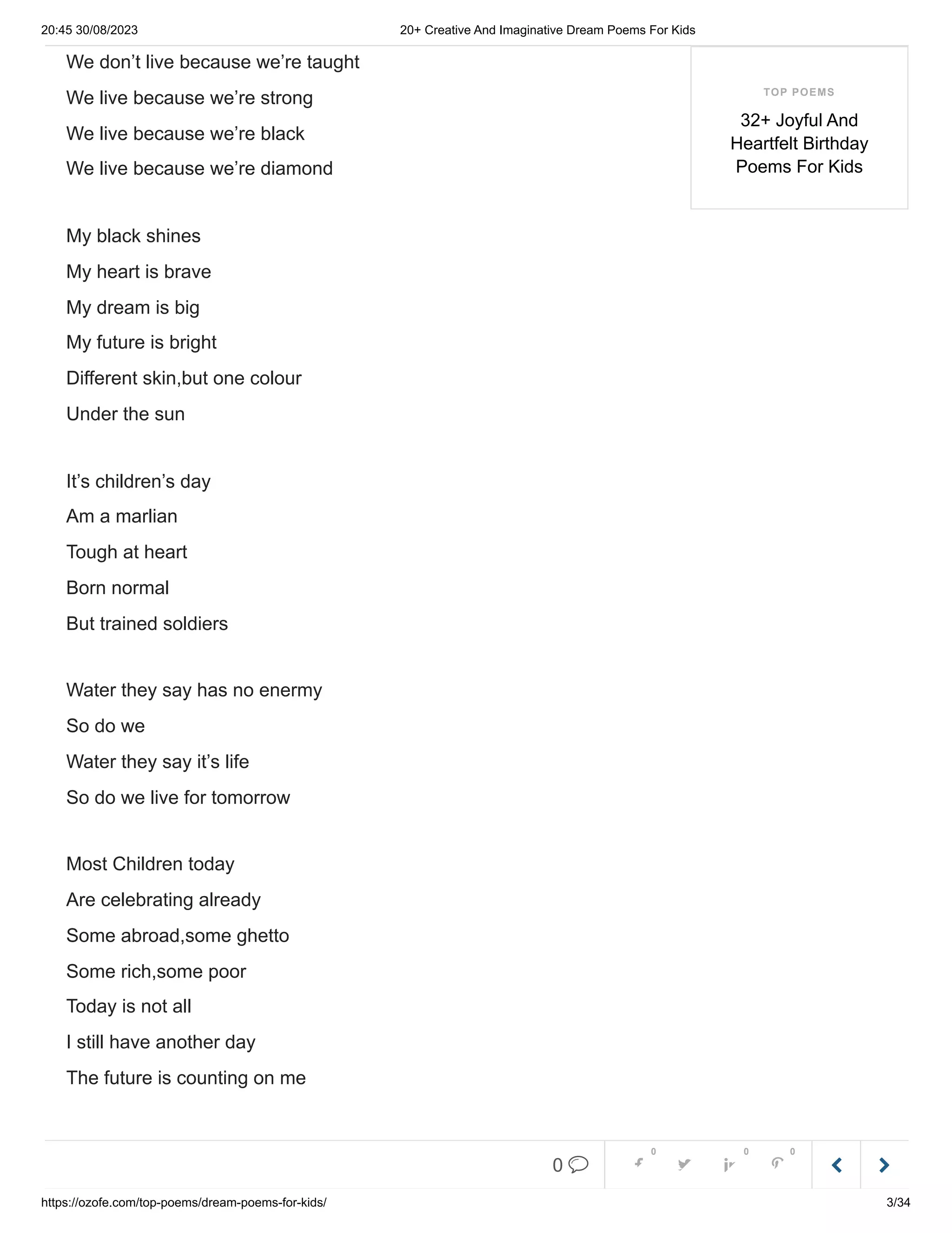 Dream Poems For Kids | PDF
