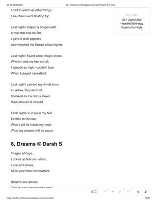 Dream Poems For Kids | PDF