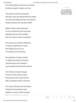Dream Poems For Kids | PDF