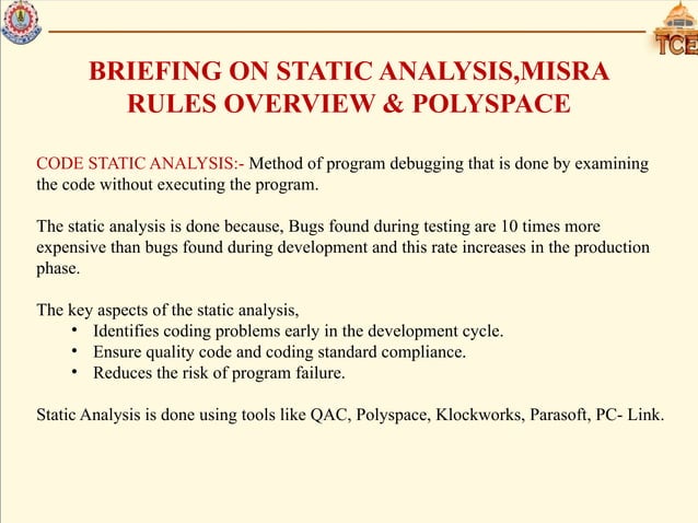 MISRA and Polyspace Guideline and Trap handlng.pptx | Programming Languages | Computing