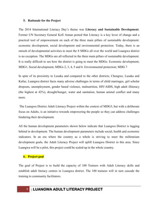 Luangwa District Adult Literacy Project Proposal | PDF