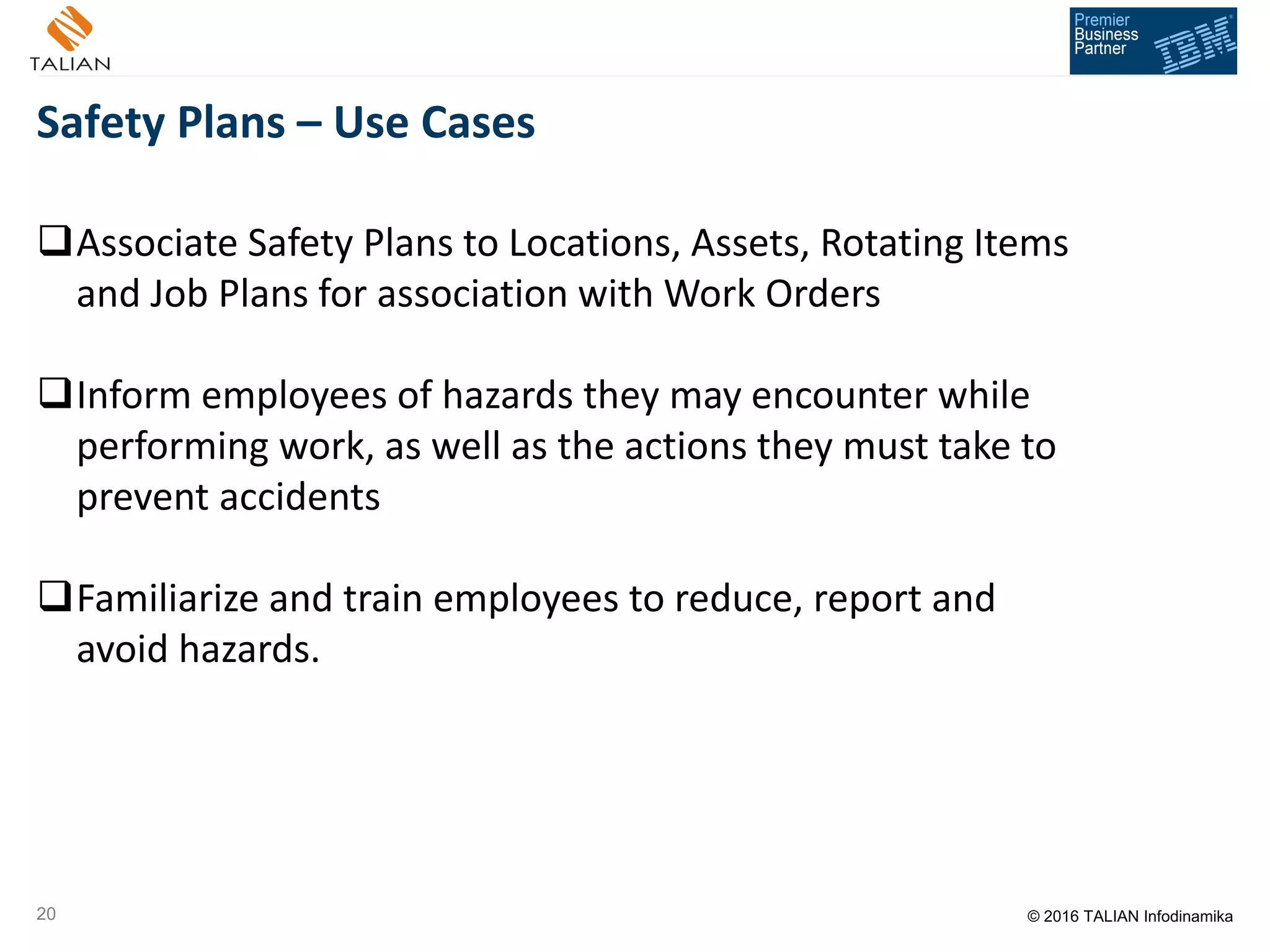 Using IBM MAXIMO Safety Plans | PDF