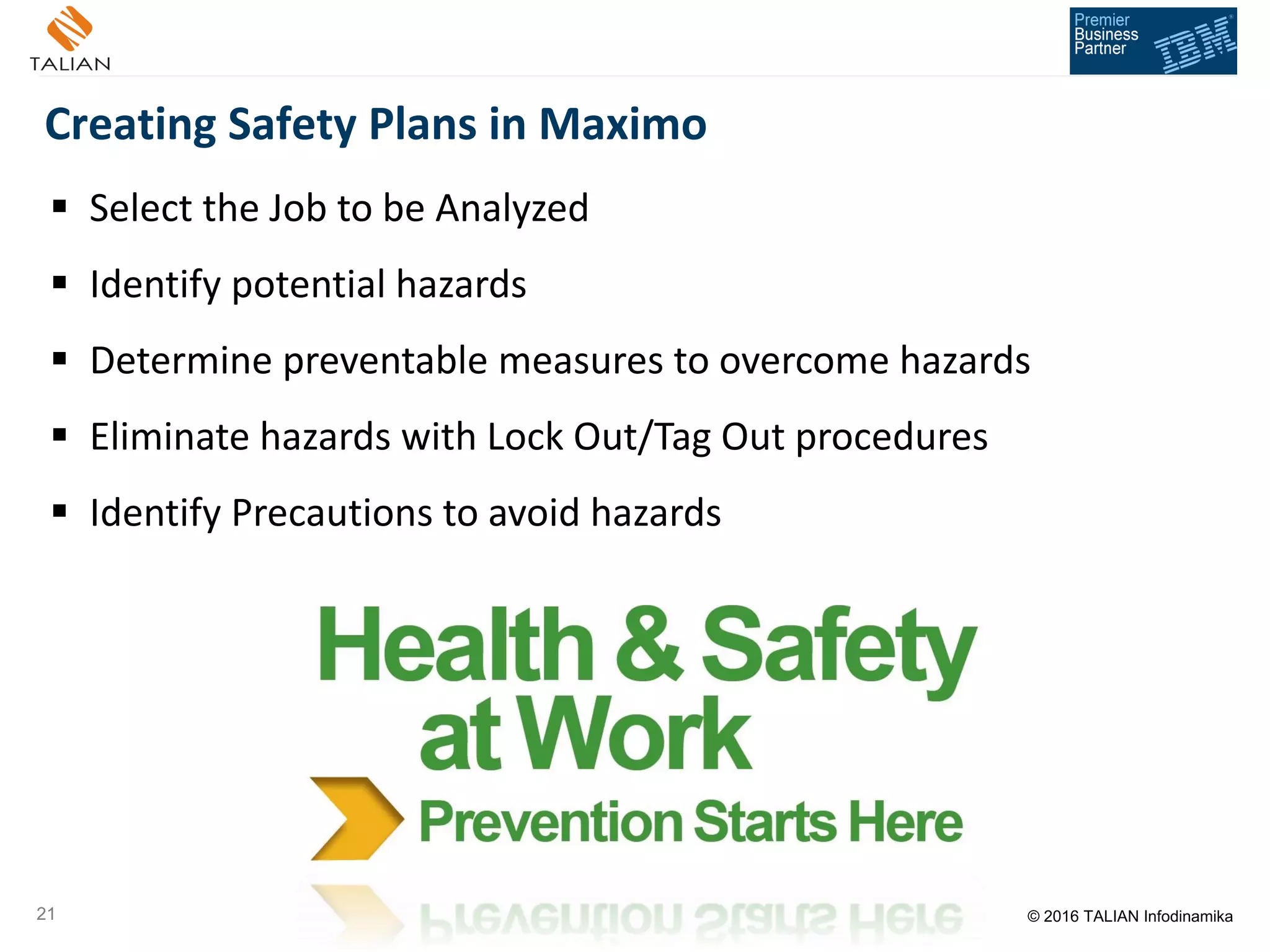 Using IBM MAXIMO Safety Plans | PDF