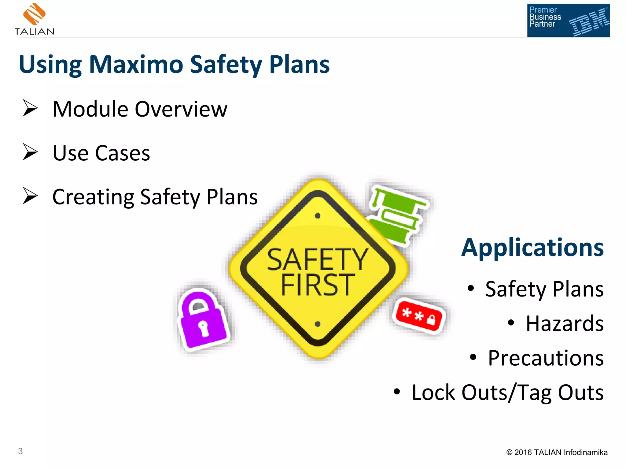 Using IBM MAXIMO Safety Plans | PDF