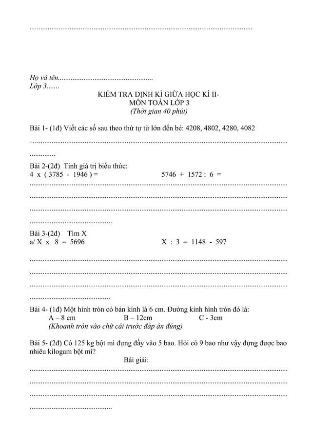 20 de thi toan lop 3 cuoi ki 2 | DOC
