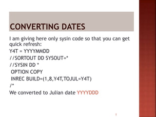 20 DFSORT Tricks For Zos Users - Interview Questions | PPTX