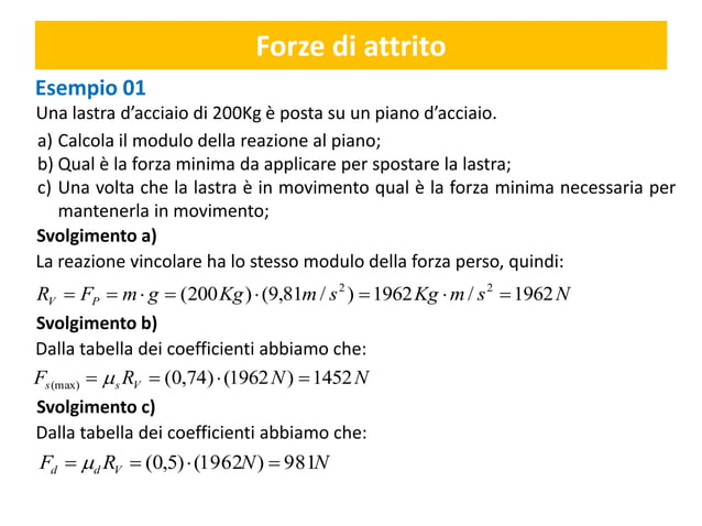 20 dinamica forze d'attrito | PDF | Physics | Science
