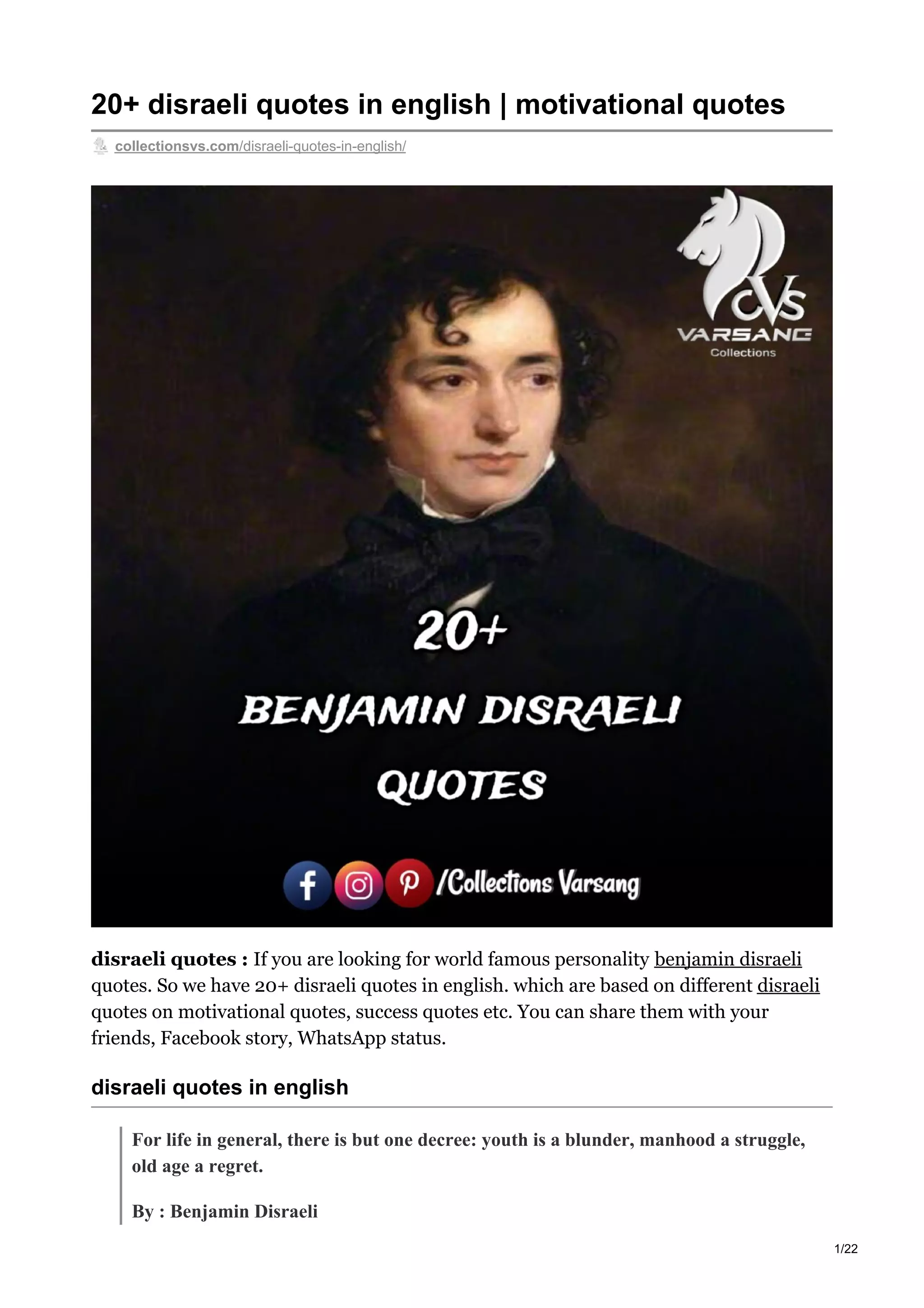 20 disraeli quotes in english motivational quotes | PDF