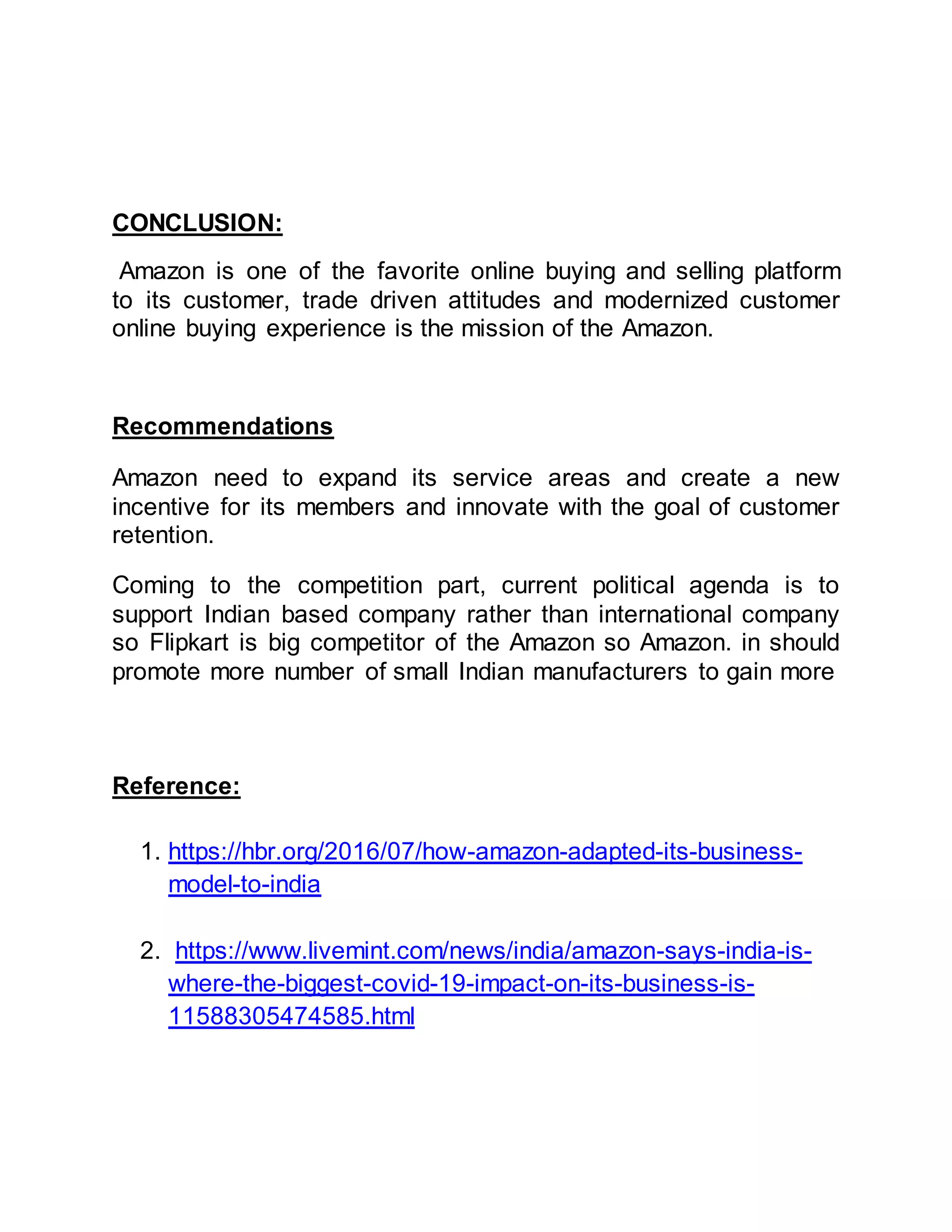 WORKING OF AMAZON | DOCX