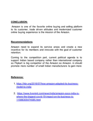 WORKING OF AMAZON | DOCX