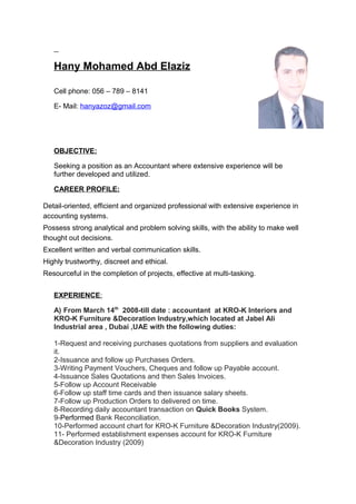 Hany Cv | DOC | Business Accounting & Finance | Business