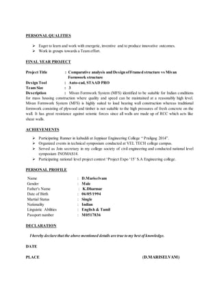 Mariselvam resume | DOCX