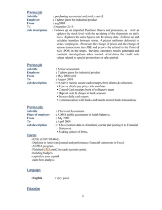 ahmed c.v. accountant | PDF | Business Accounting & Finance | Business