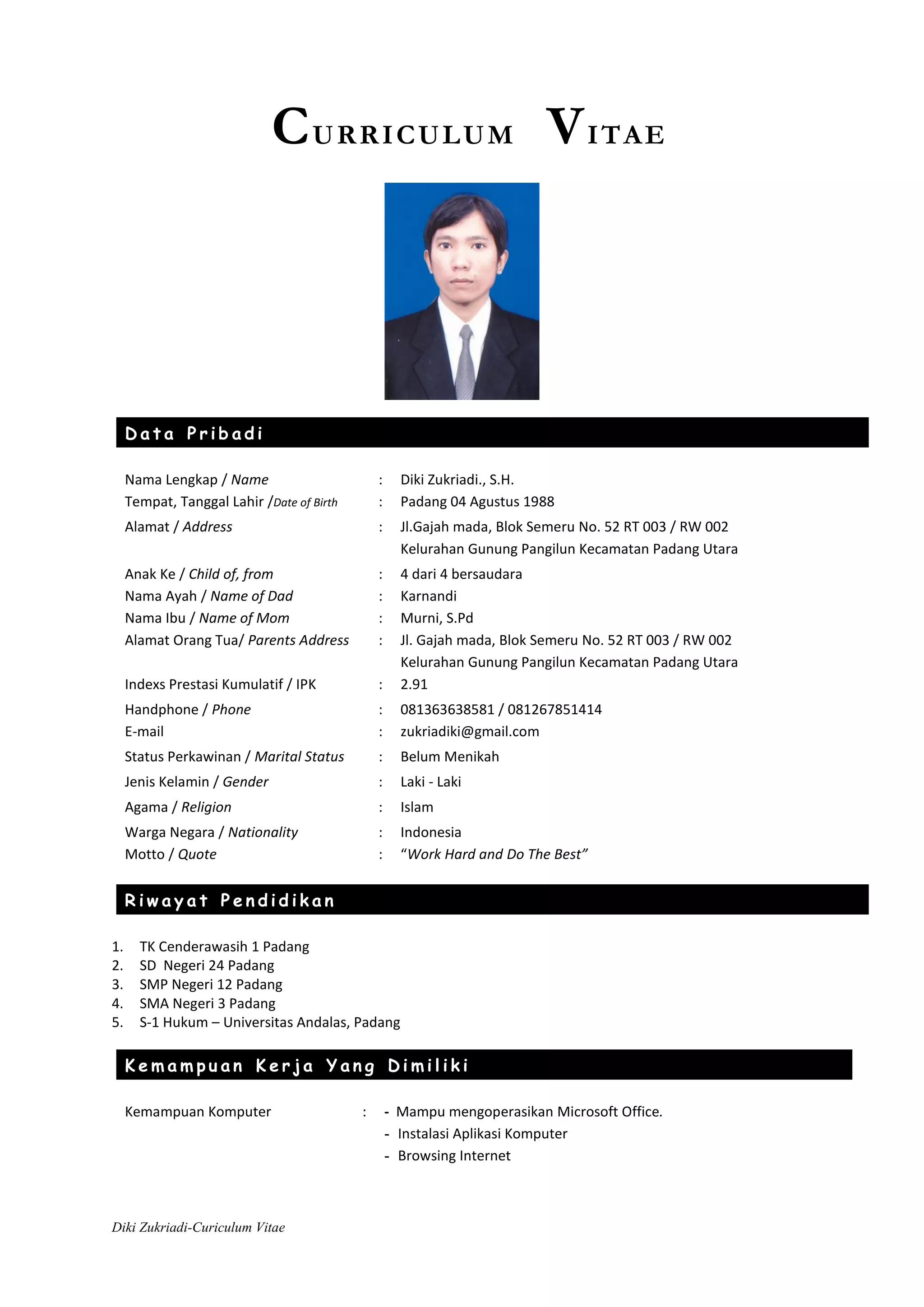 Diki Zukriadi CV | PDF