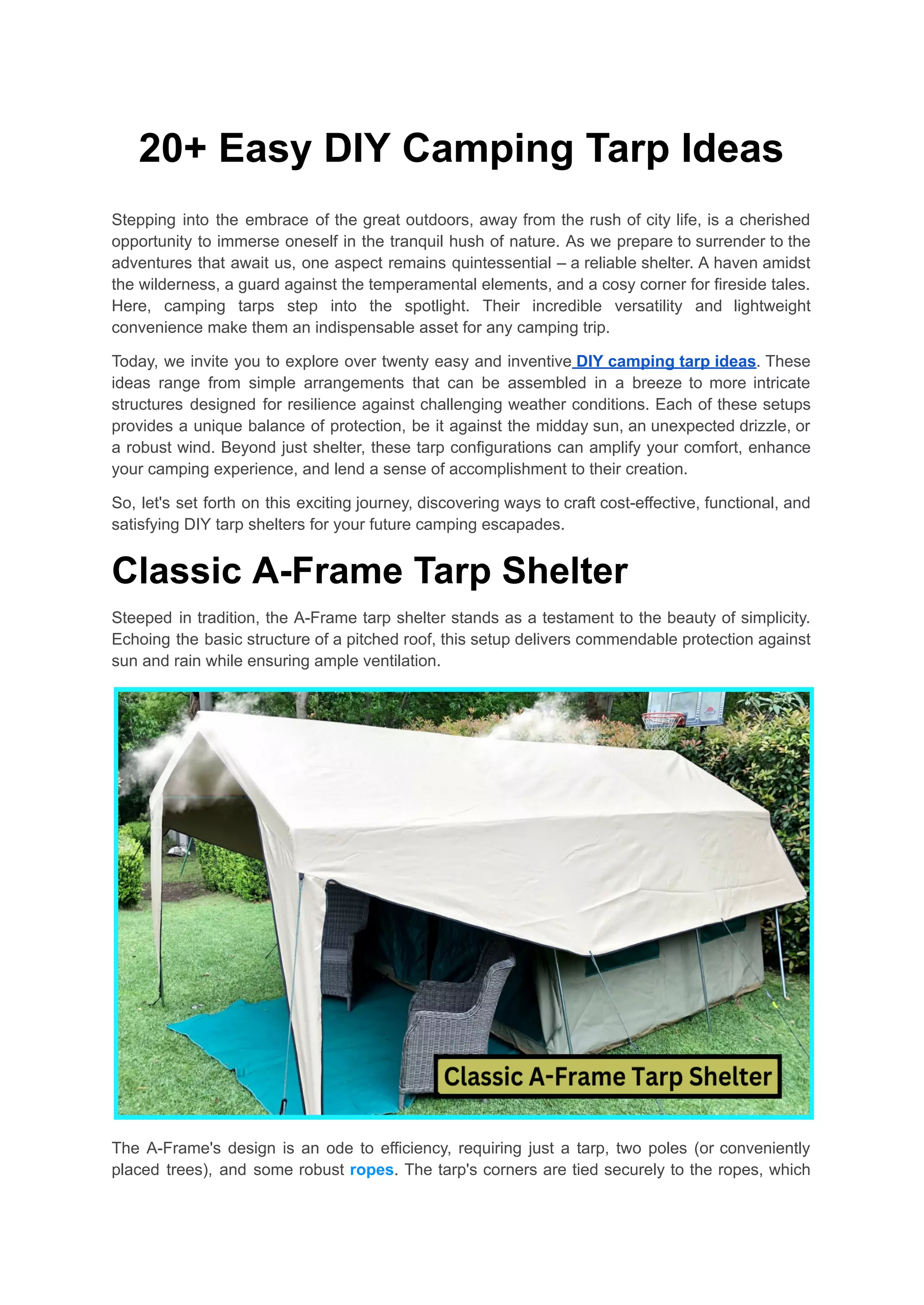 20+ Easy DIY Camping Tarp Ideas - HR Sports | PDF