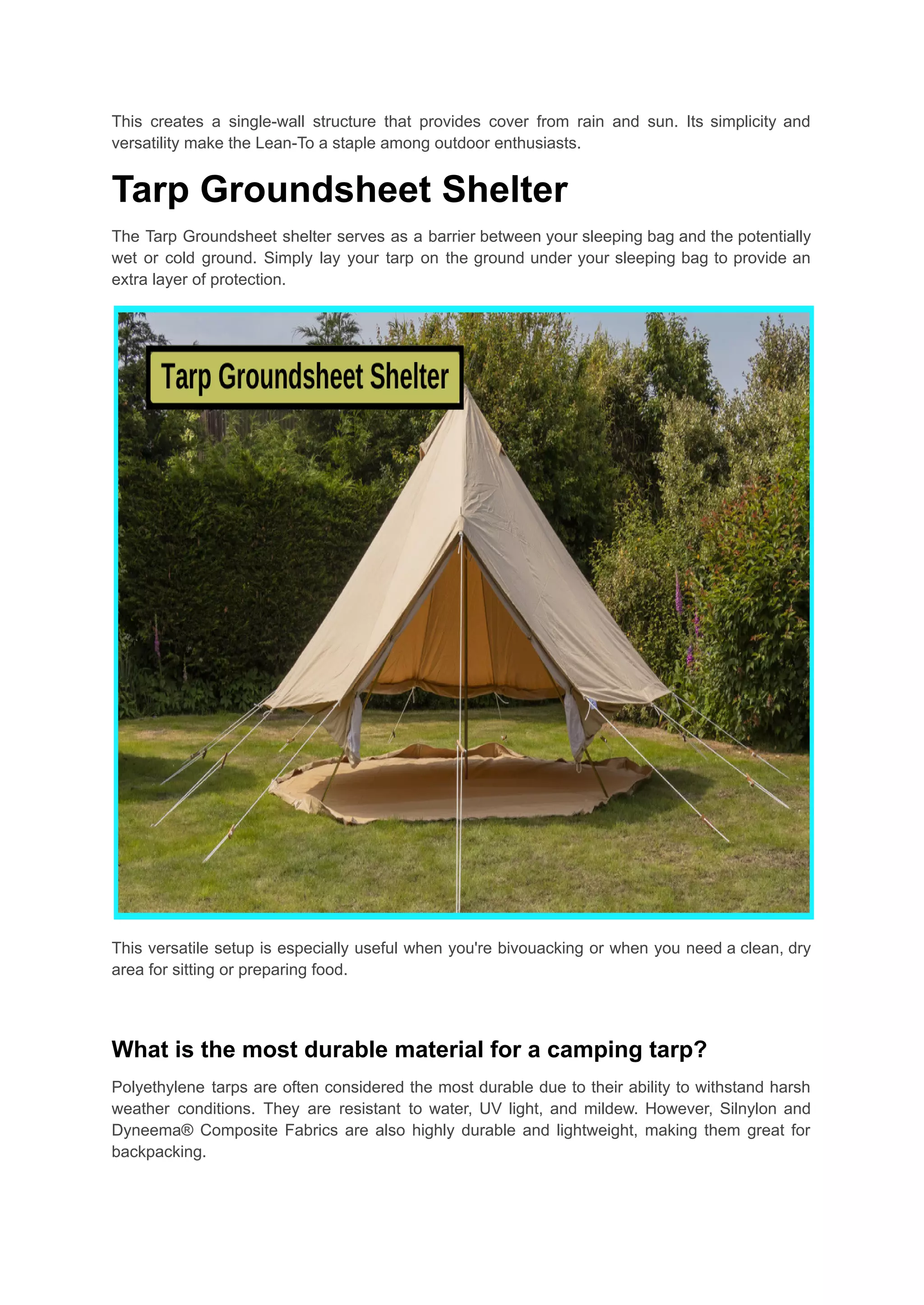 20+ Easy DIY Camping Tarp Ideas - HR Sports | PDF