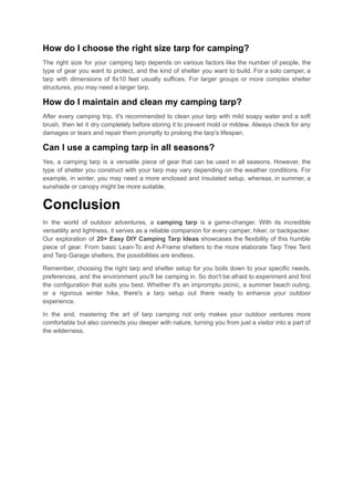 20+ Easy DIY Camping Tarp Ideas - HR Sports | PDF