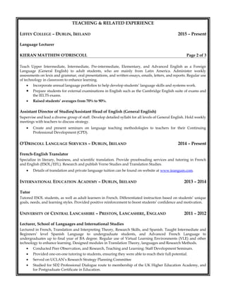 STRATHCLYDE UNIVERSITY CV MAY 2016 KIERAN O'DRISCOLL LECTURESHIP IN ...