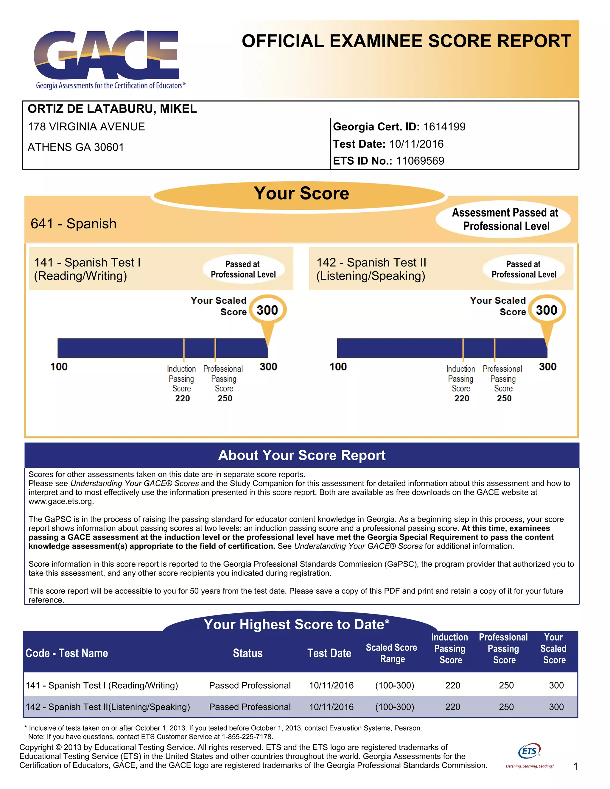 GACEScoreReport | PDF