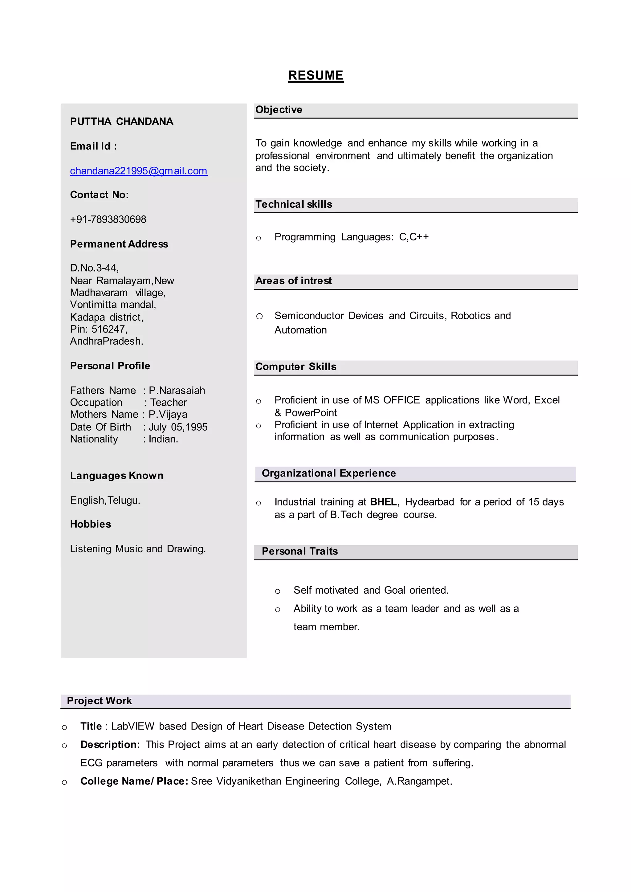 Chandana Resume 2 | PDF