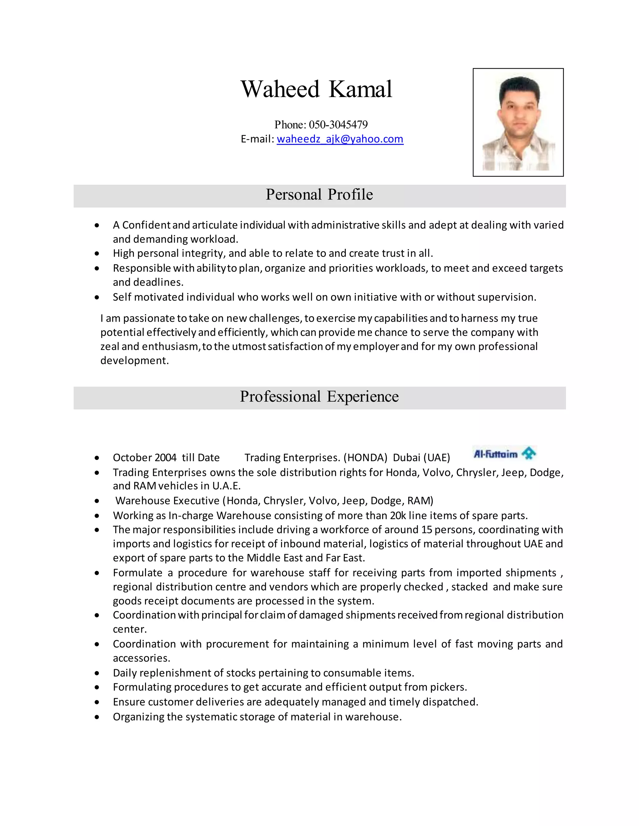 Waheed Kamal Resume(updated) | DOCX
