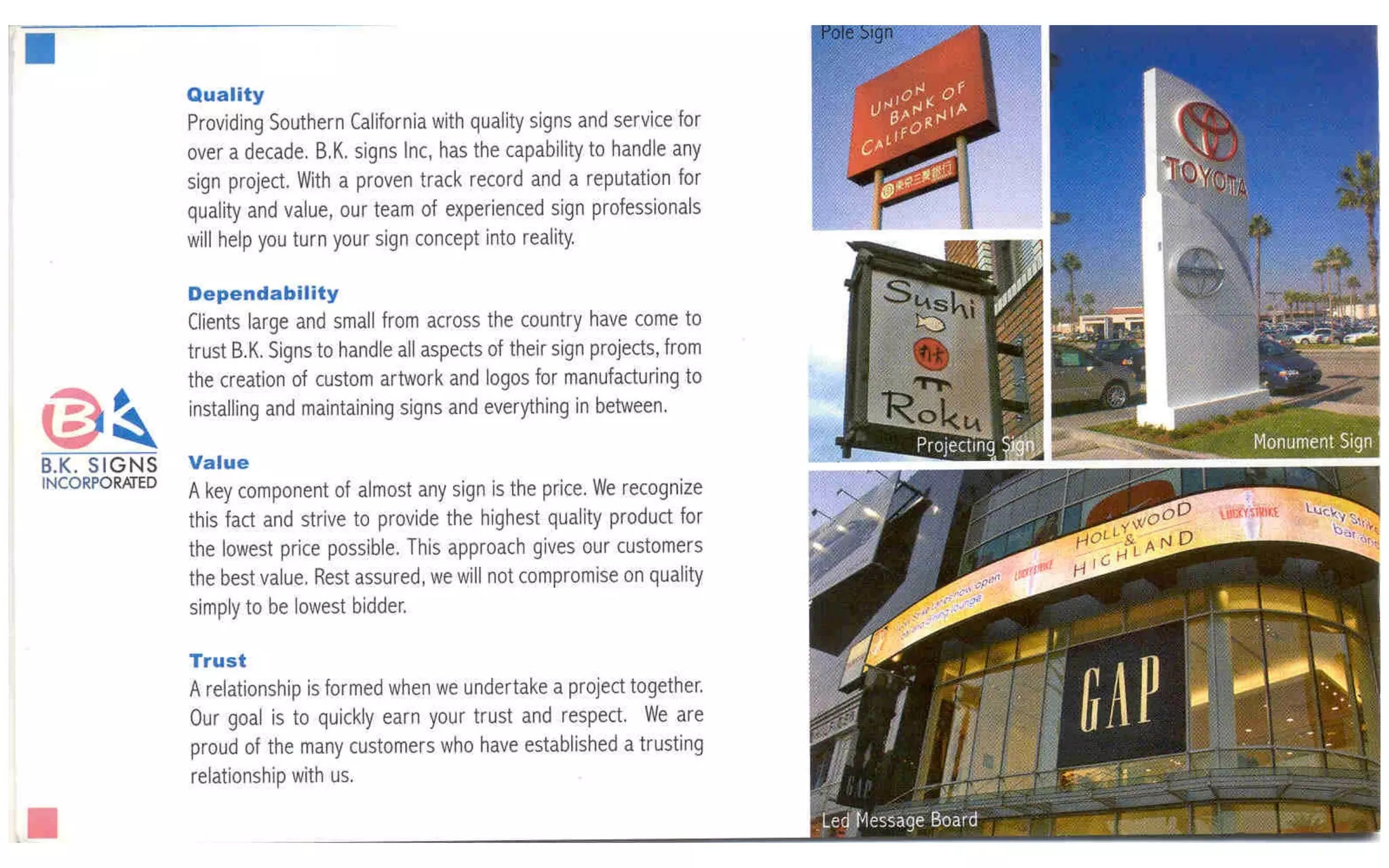 B.K. Signs Inc Brochure | PDF