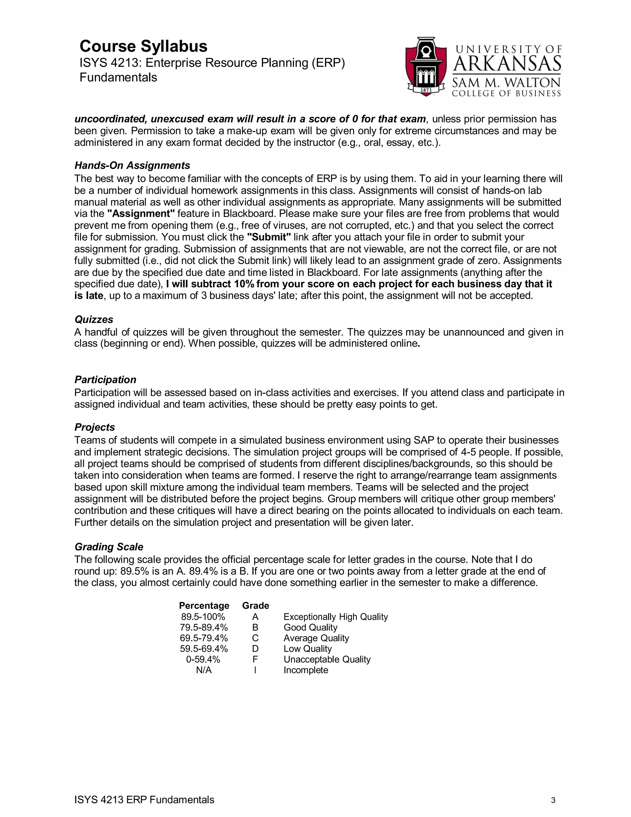 ERP Fundamentals Spring 2017 Syllabus | PDF