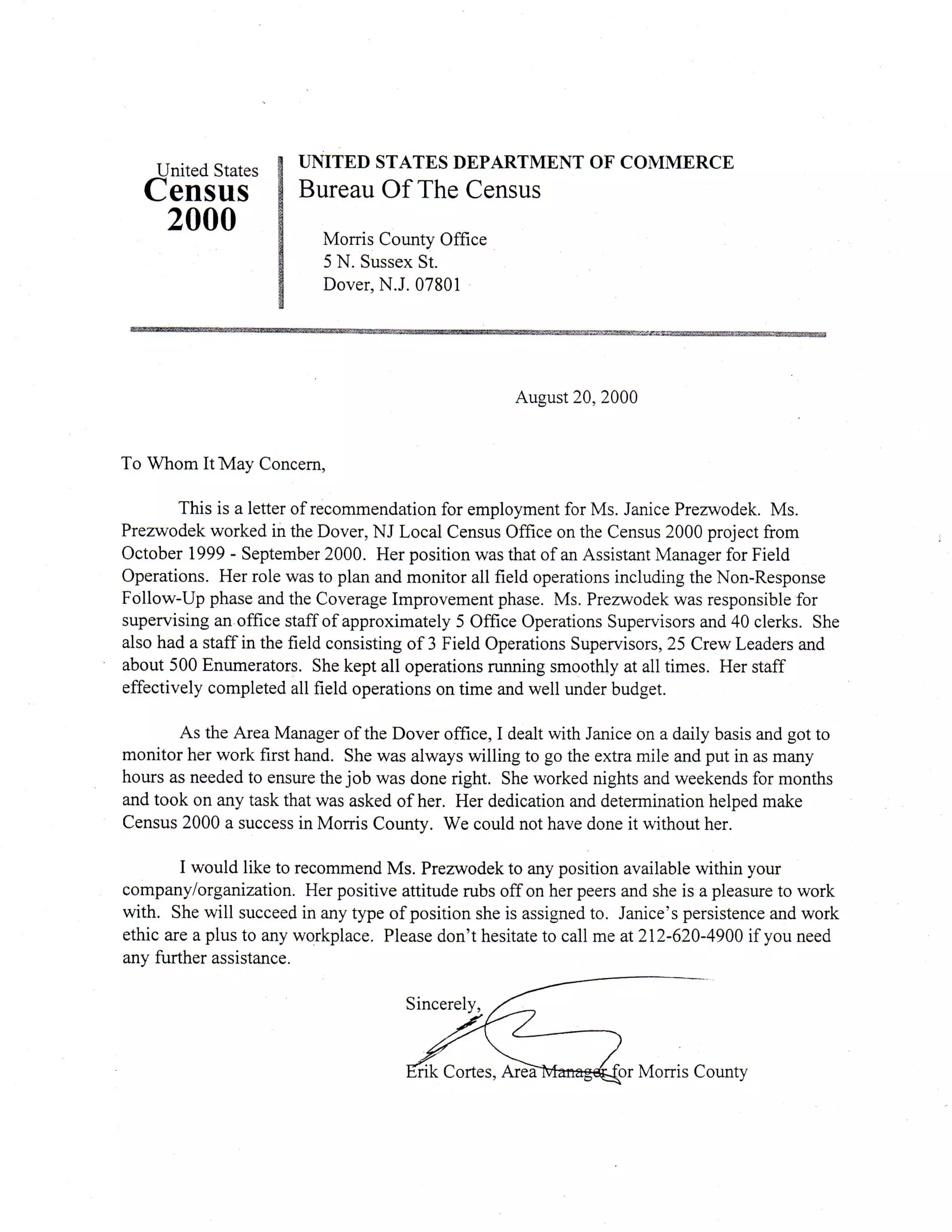 CensusBureau reference letter from Eric Cortes | PDF