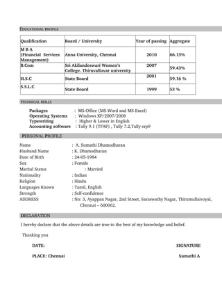 SUMATHI RESUME (2) | PDF