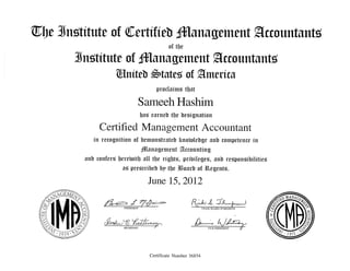 CMA - Certificate | PDF