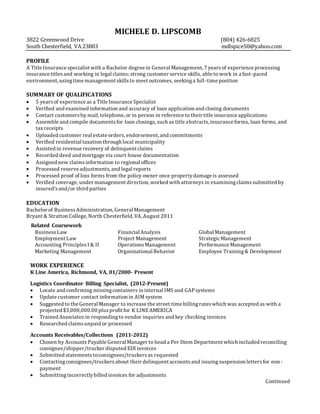 Michele Lipscomb resume 2016 | DOCX | Business Accounting & Finance ...
