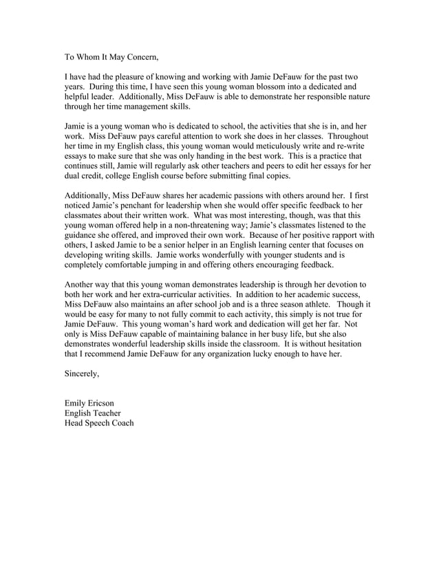 jamie. ericson letter | PDF