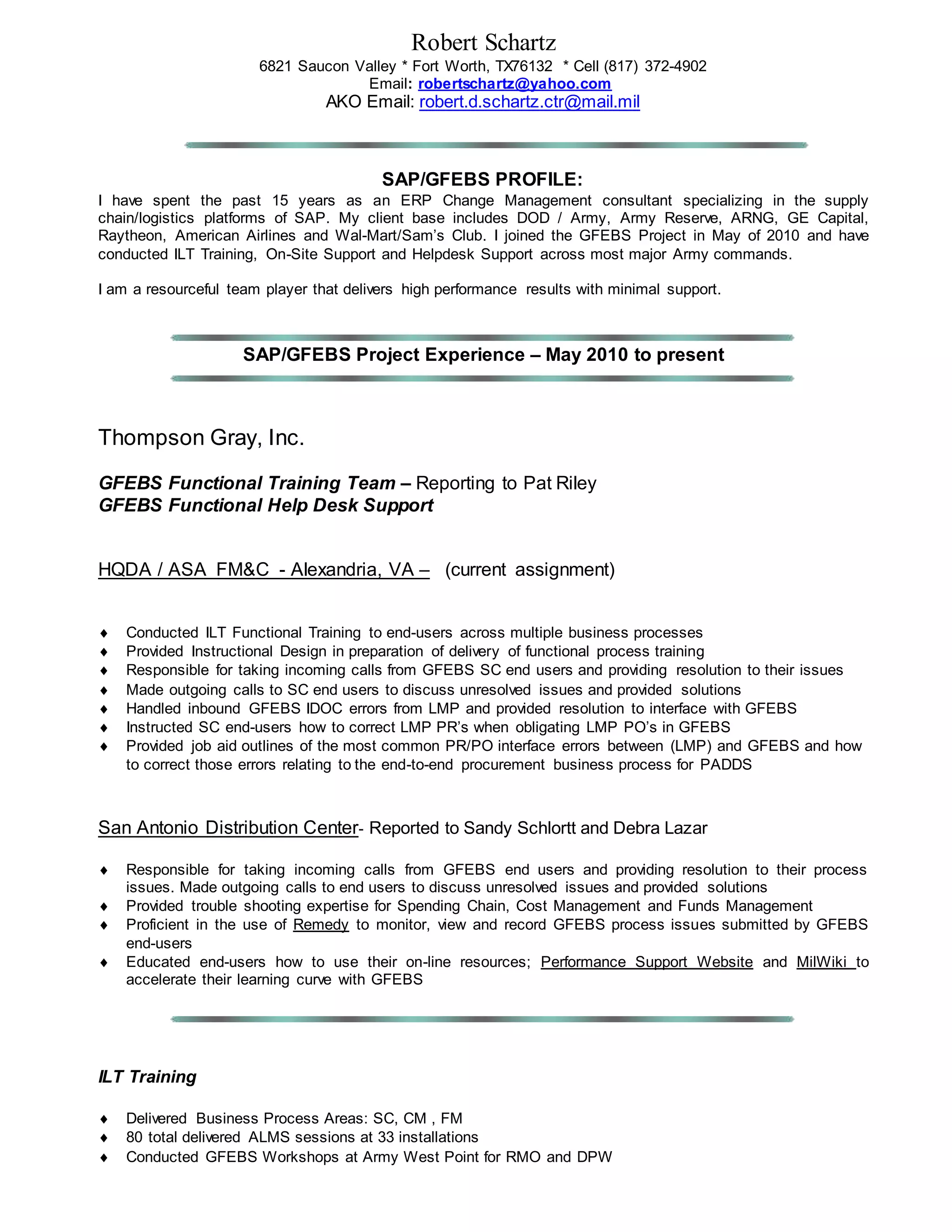 Robert Schartz SAP-GFEBS Resume 2015 | DOCX