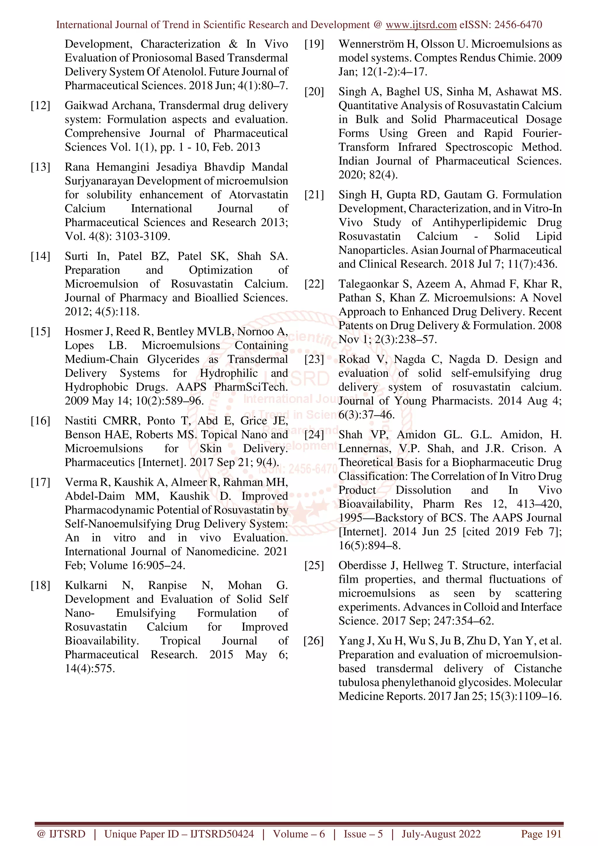 Formulation, Development, Characterization and in Vitro Study of Rosuvastatin Calcium ...