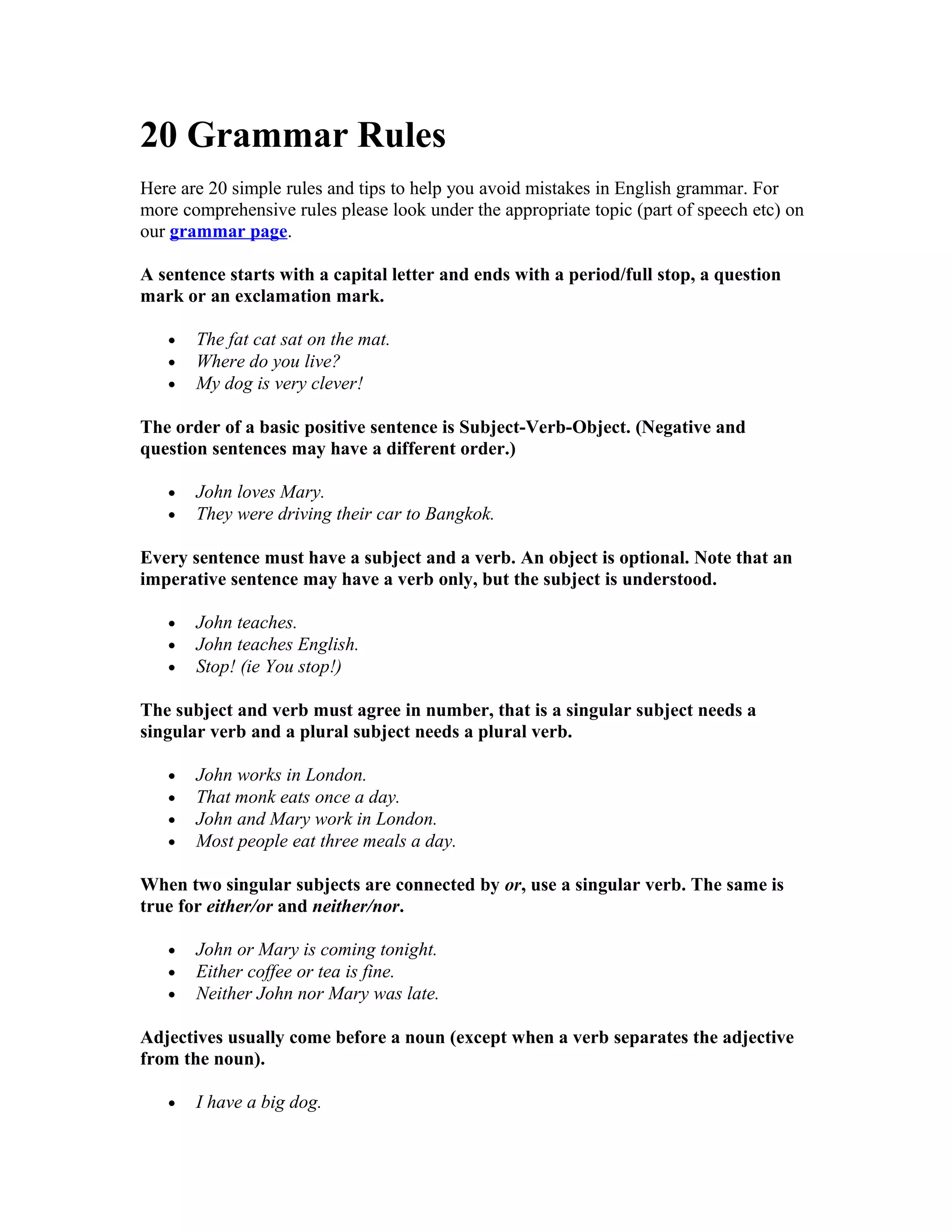 20 grammar rules | DOC