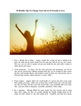 20 Healthy Ttips To Change Your Life in 10 Seconds or Less | DOCX