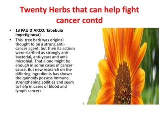 20 herbs that can help fight cancer By Allah Dad Khan | PPT