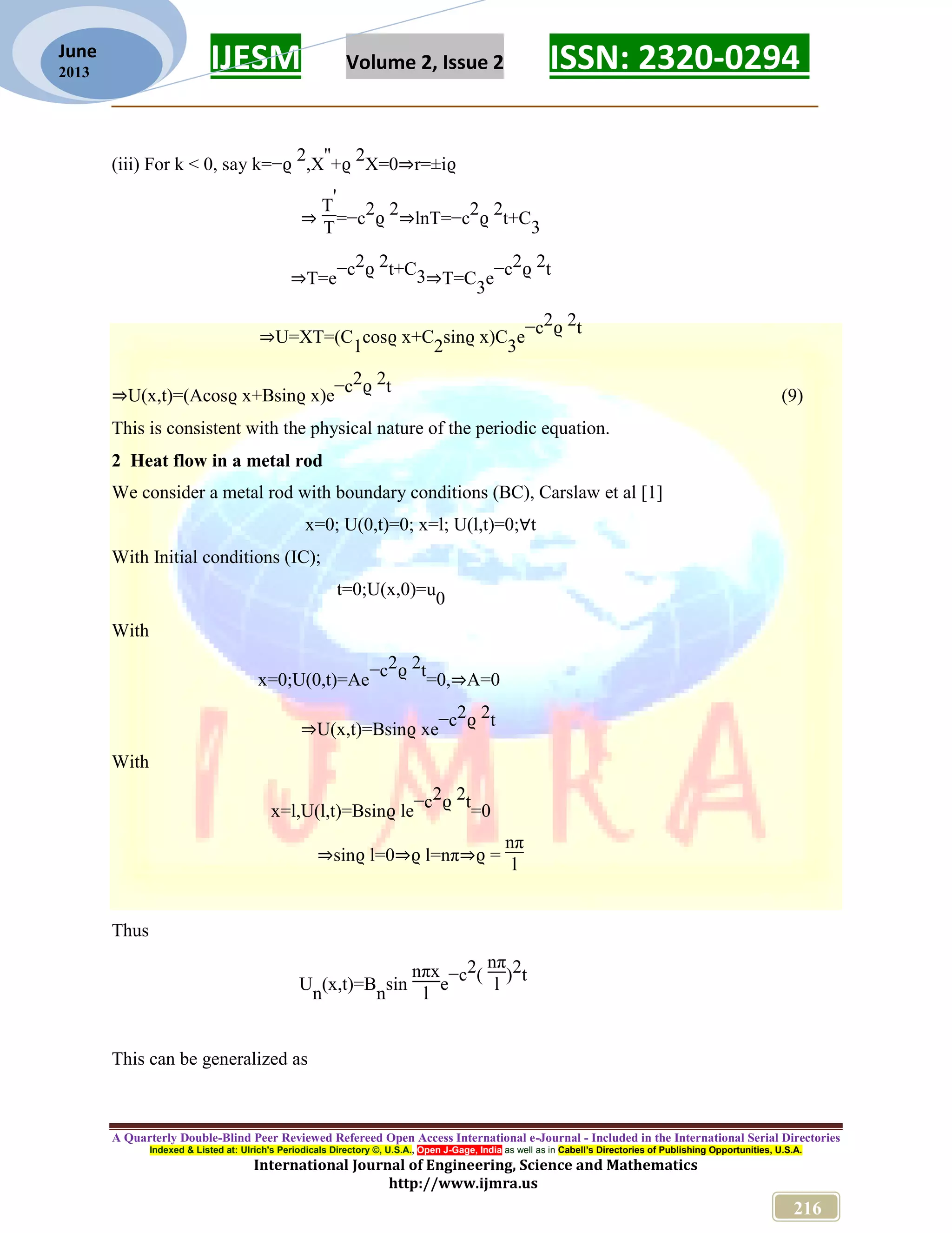 Derivation and solution of the heat equation in 1-D | PDF