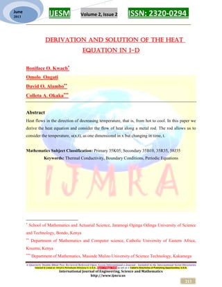 Derivation and solution of the heat equation in 1-D | PDF